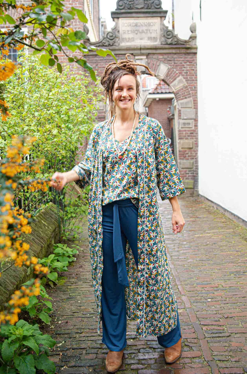 Alma blouse katoen- gemaakt door Tantilly- retro print